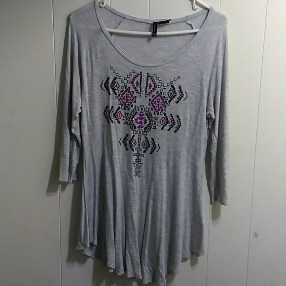 new directions | Tops | Gray Medium Blouse With Aztec Design | Poshmark